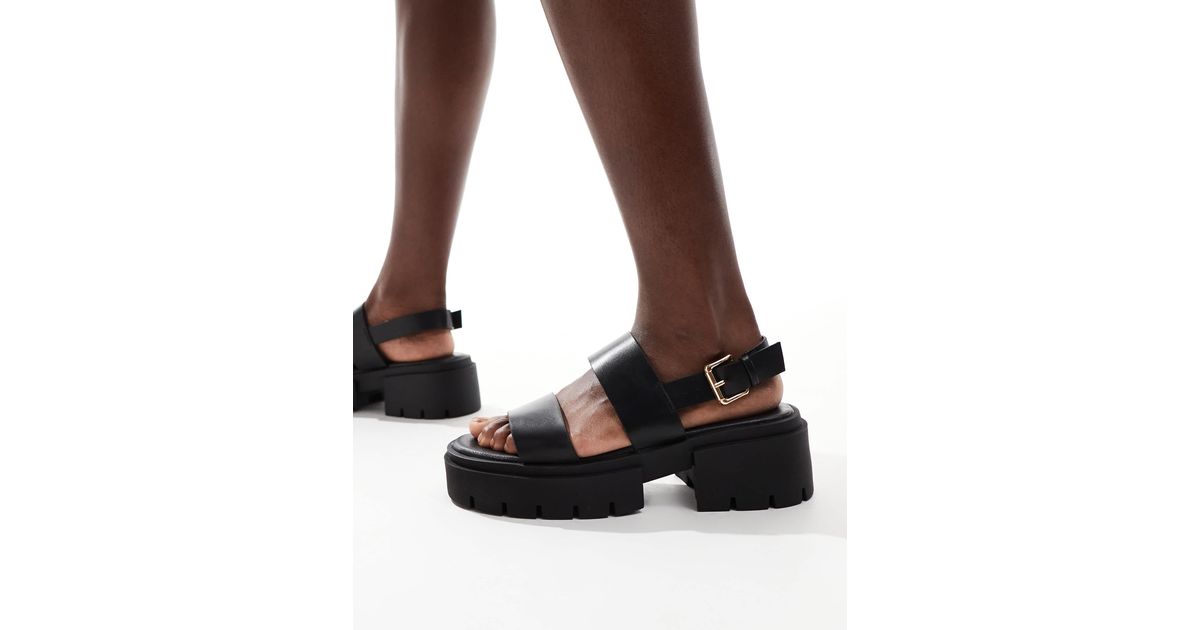 Truffle Collection Chunky Strap Sandals in Brown | Lyst