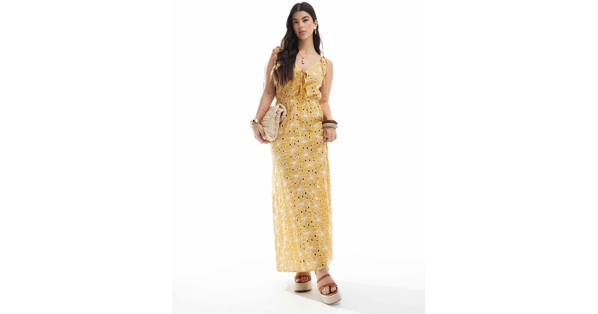 esmé studios Esmee Exclusive Maxi Brodereie Beach Dress in Metallic | Lyst