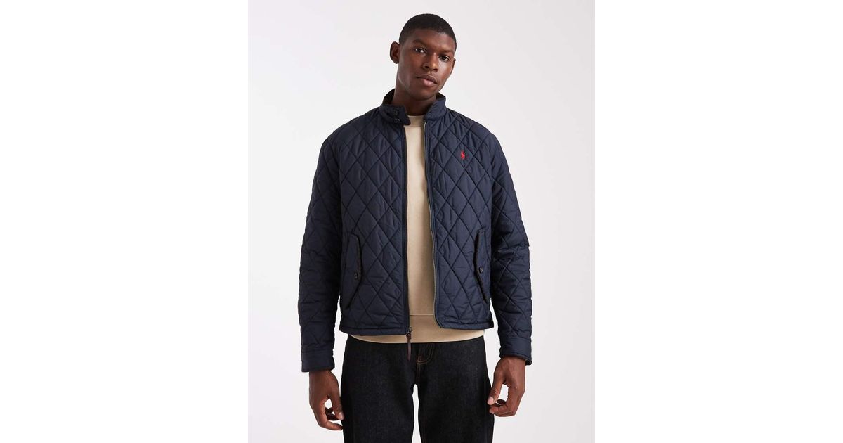 Polo Ralph Lauren Icon Logo Insulated Quilted Harrington Jacket in Blue ...
