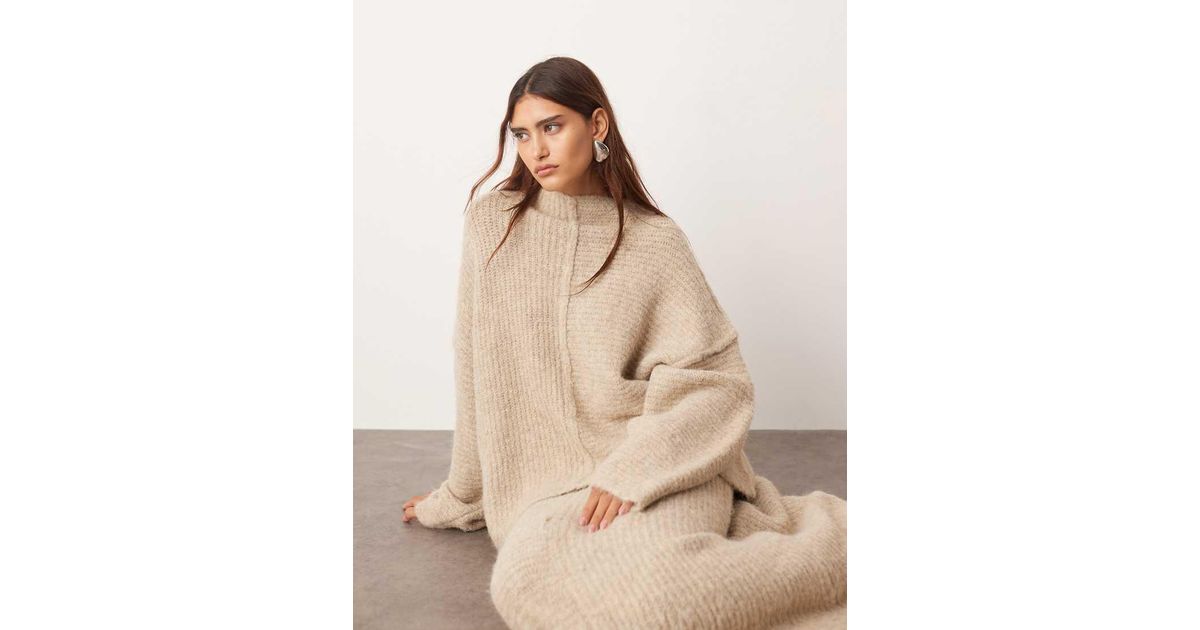 ARRANGE Contrast Stitch Knit Exposed Seam Jumper in Natural | Lyst UK