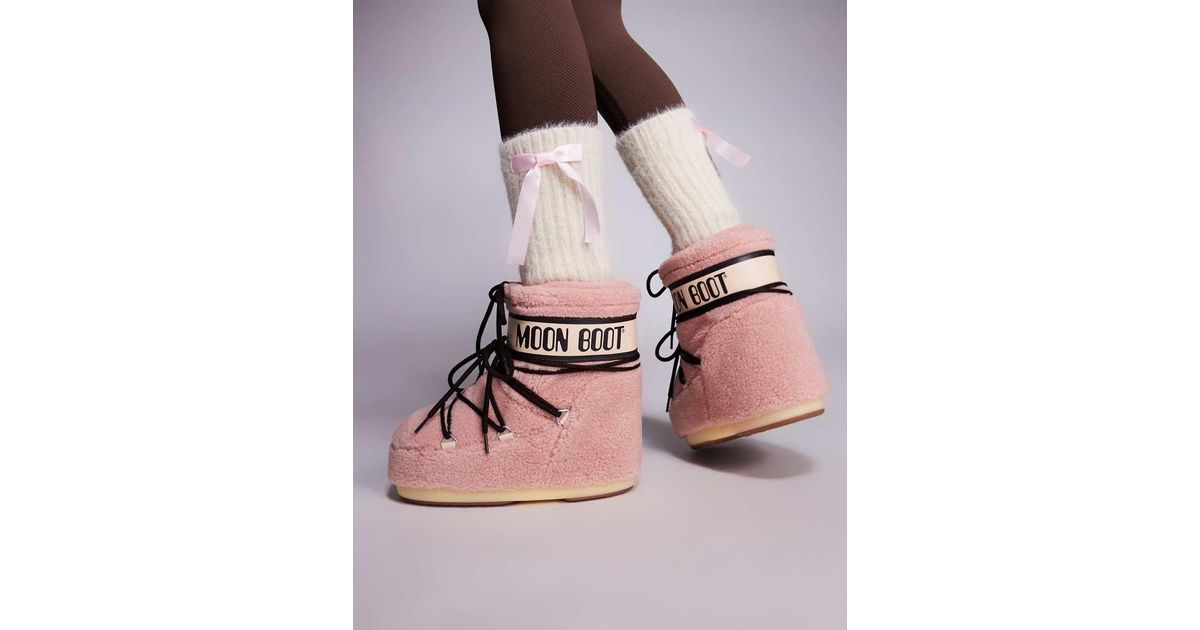 Moon Boot Moonboot Icon Low Fleece in Pink | Lyst UK