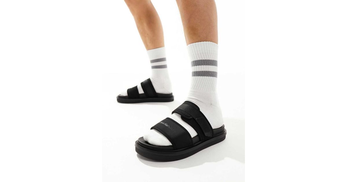 Calvin Klein Double Bar Sandals in White for Men | Lyst UK