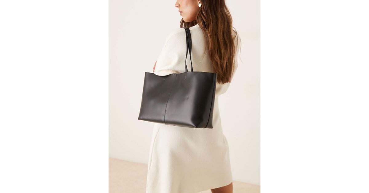 Mango Faux Leather Rectangle Shoulder Bag in Natural | Lyst