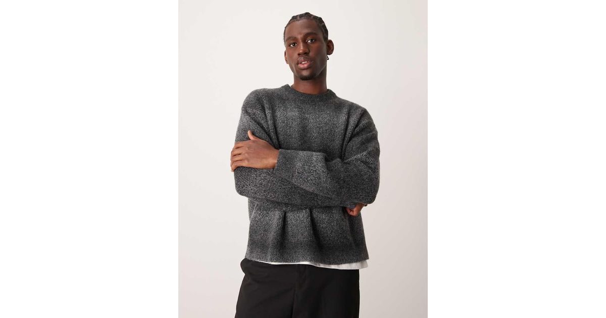 Abercrombie & Fitch Warm Handed Space Dye Oversized Knit Jumper in Grey ...
