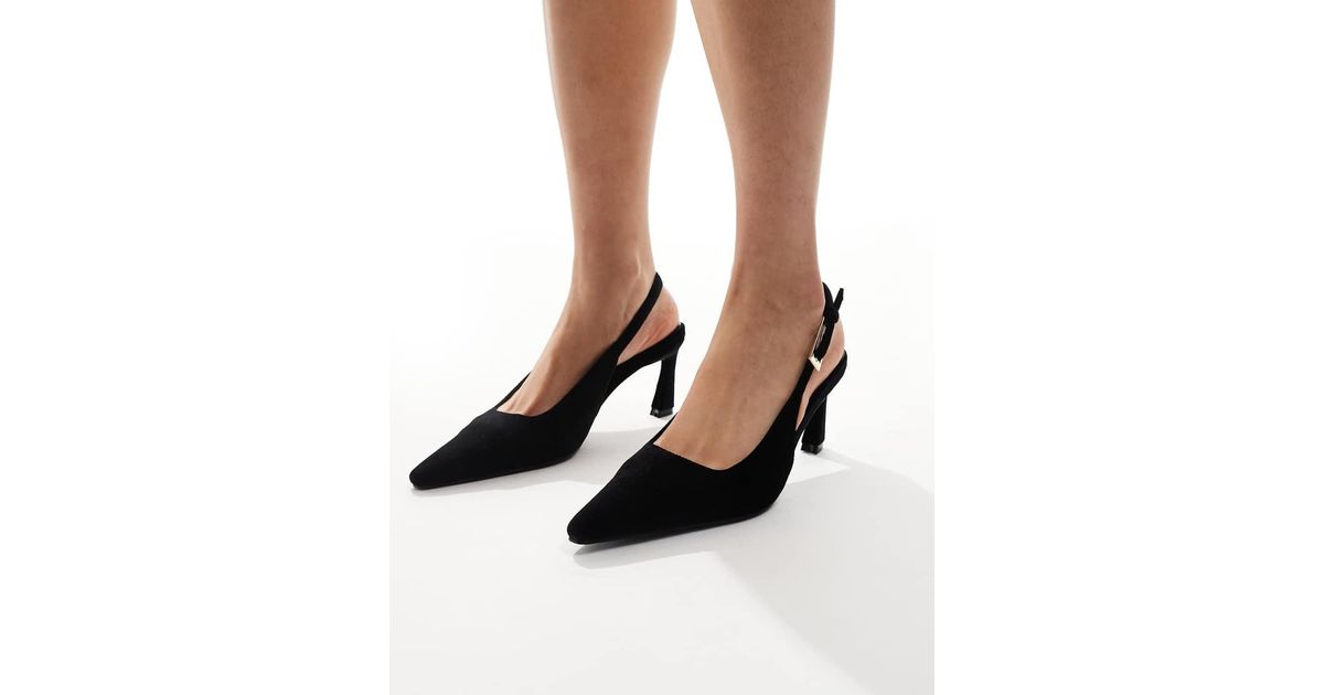 Glamorous Pointed Slingback Heeled Pumps in Black | Lyst UK