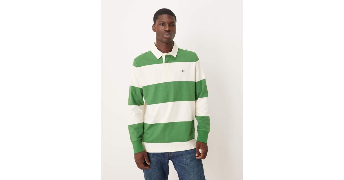 GANT Striped Rugby Polo in Green for Men | Lyst UK