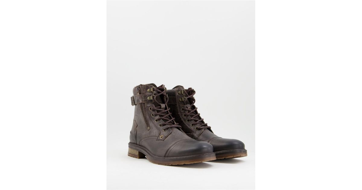 River Island Distressed Buckle Boot in Brown for Men | Lyst