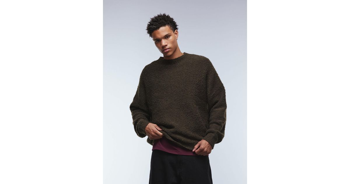 ASOS Super Oversized Knit Boucle Sweater in Gray for Men | Lyst