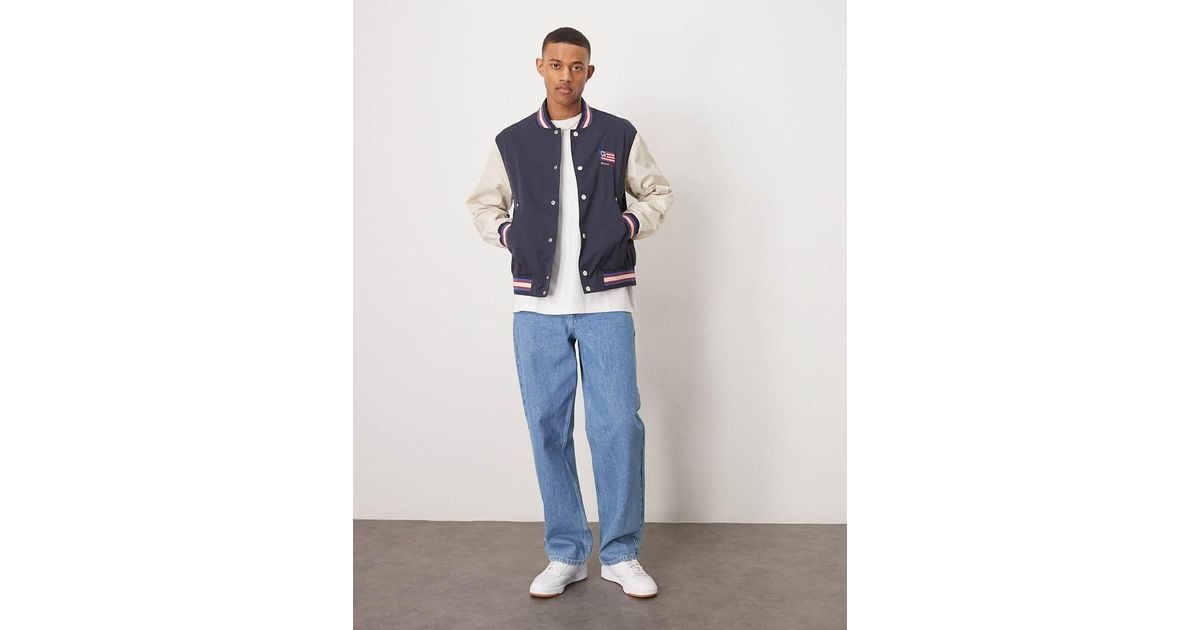 GANT Usa Flag Logo Back Applique Varsity Jacket in Blue for Men | Lyst UK