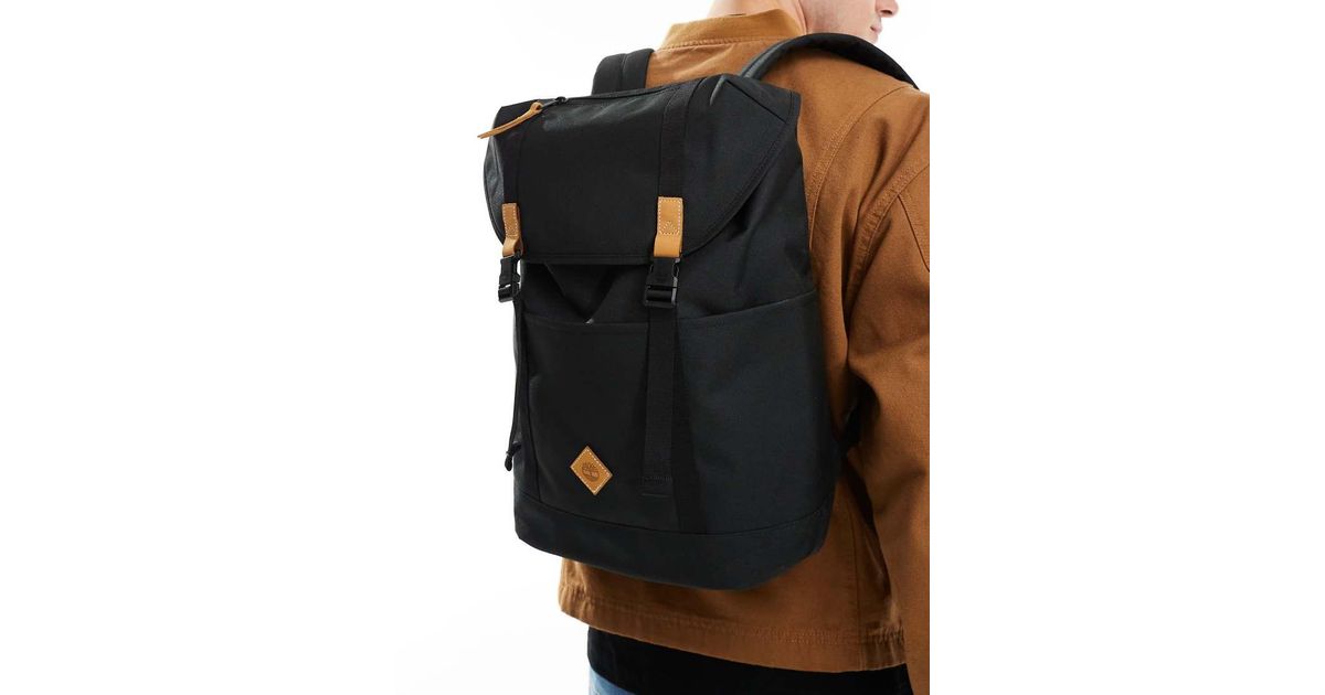 Timberland Heritage Strap Logo Backpack in Black for Men | Lyst UK