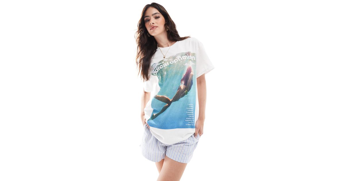 ASOS Oversized T-shirt With Dua Lipa Licence Graphic in Blue | Lyst UK
