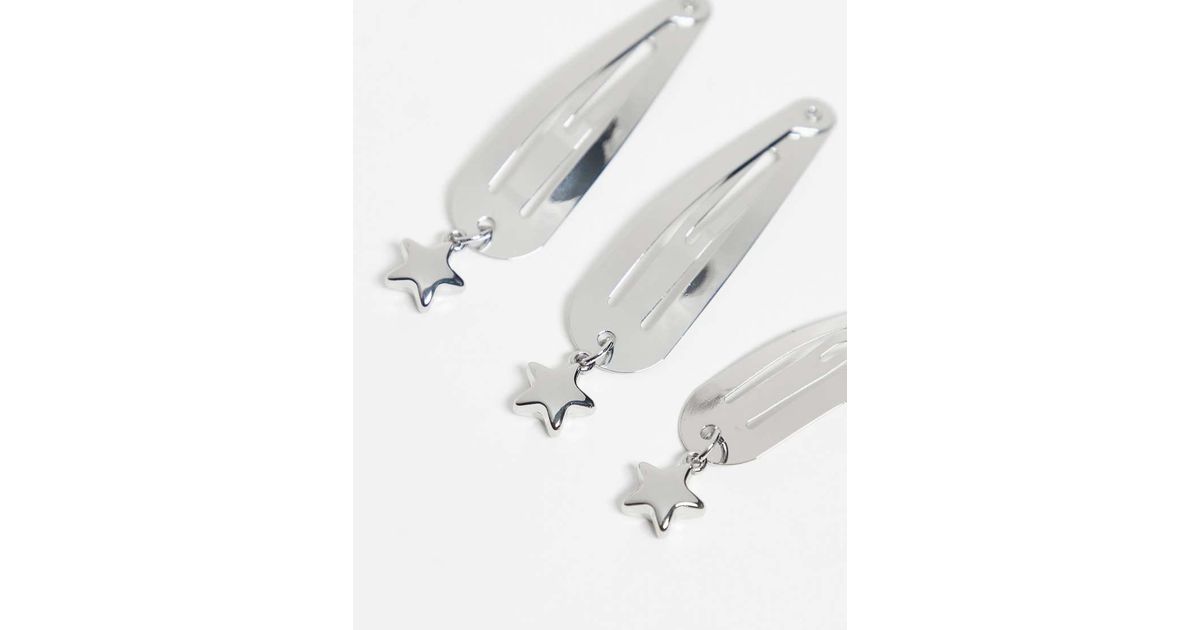 ASOS Pack Of 6 Snap Clips With Star Charms in White | Lyst UK