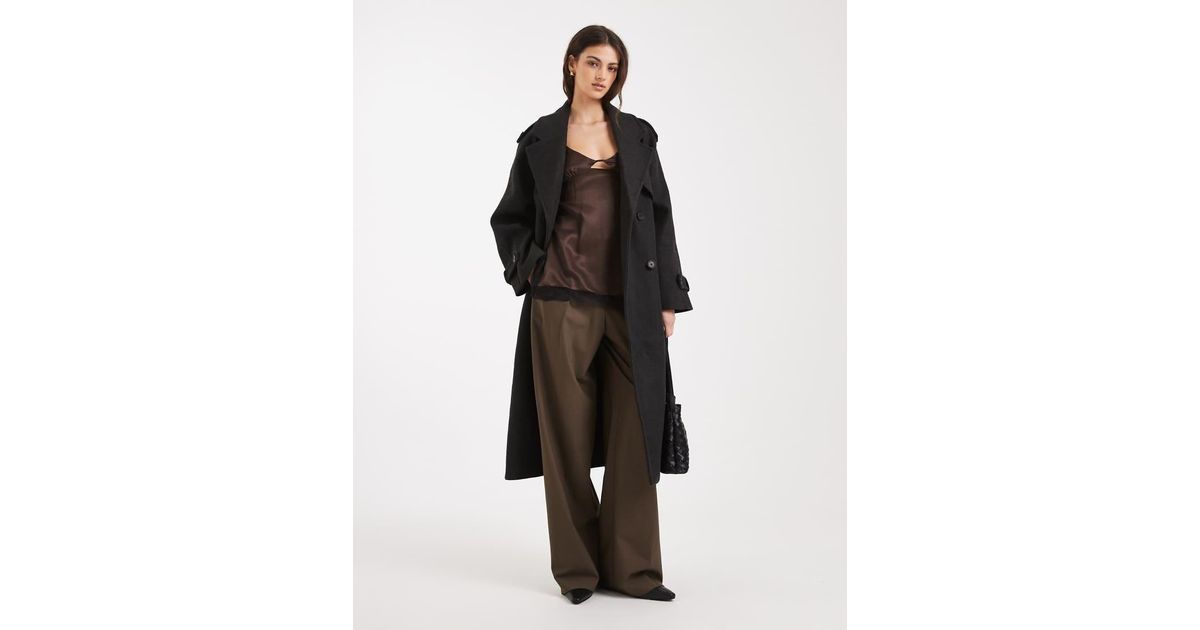 ONLY Belted Formal Coat in Black | Lyst UK
