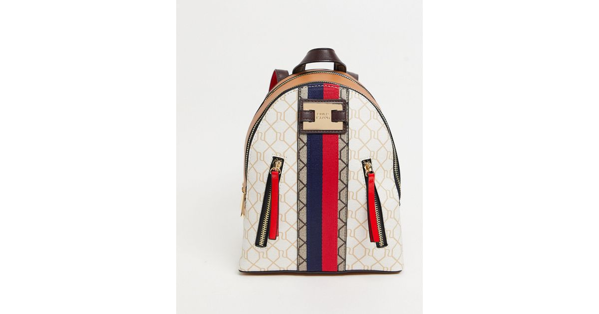 River Island Grey Ri Checkerboard Zip Front Backpack in Grey | Lyst UK