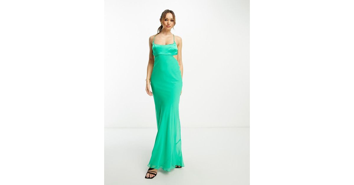 ASOS Us Exclusive Satin Mix Cami Cut Out Waist Maxi Dress With Cross ...
