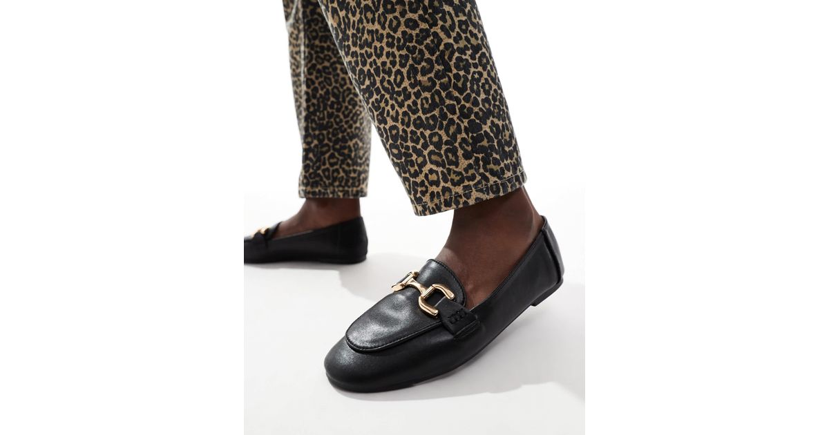 London Rebel London Rebel Nori Wide Fit Snaffle Trim Flat Shoes in ...