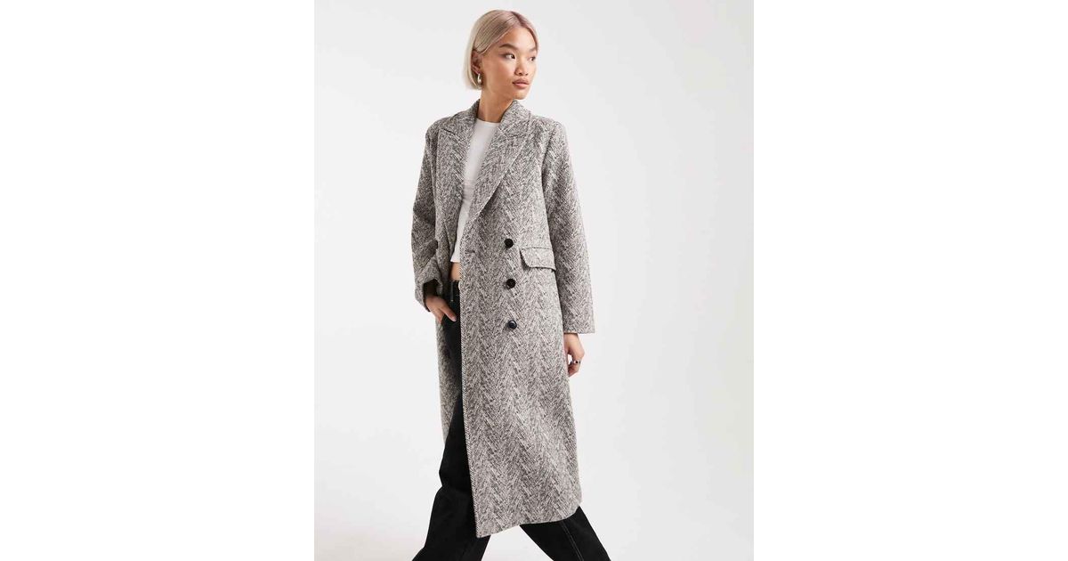 French Connection Double Breasted Formal Coat in Grey | Lyst UK