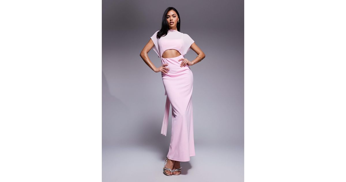 ASOS Sheer Overlay Maxi Dress in Purple | Lyst