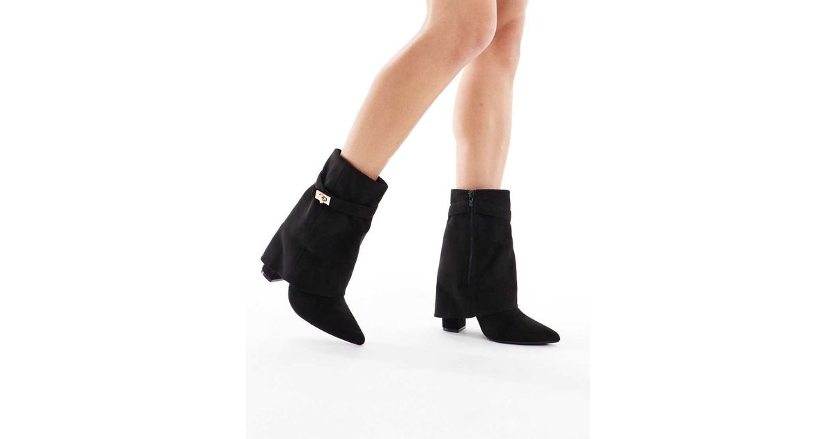 SEQWL Ranger Fold Over Ankle Boots in Black | Lyst UK