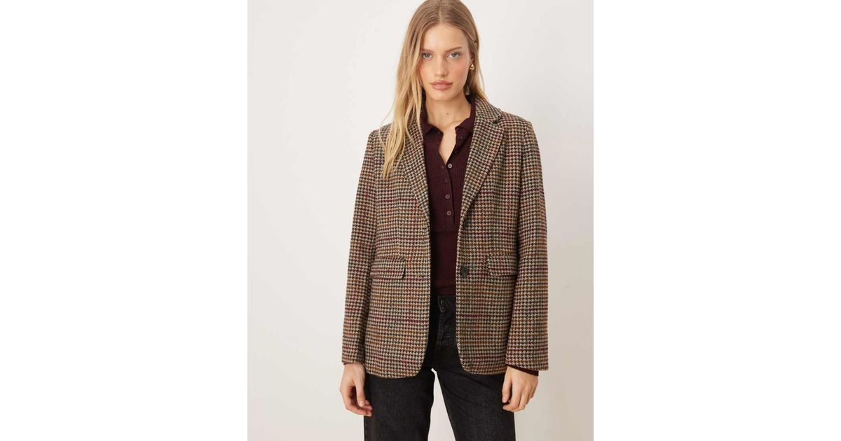 Vila Wool-texture Oversized Blazer in Brown | Lyst UK