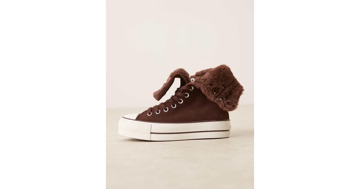 Converse Chuck Taylor All Star Fold Over Lift Trainers in Natural | Lyst UK