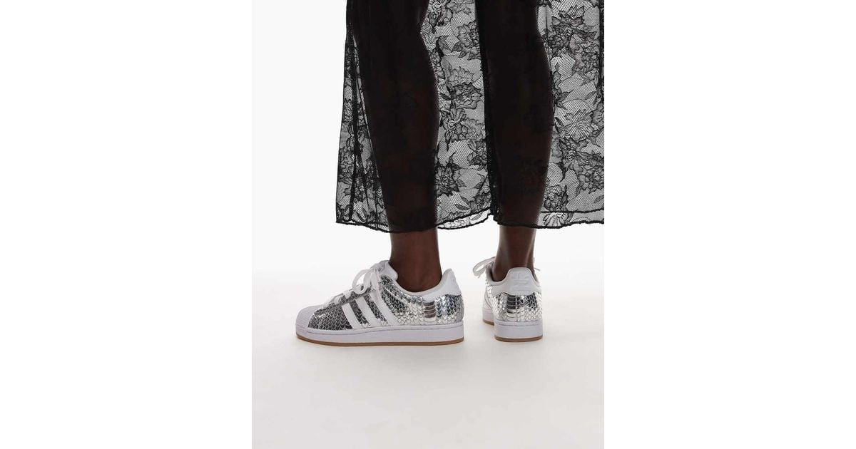 adidas Originals Superstar Ii Croc Print Trainers in Black | Lyst UK