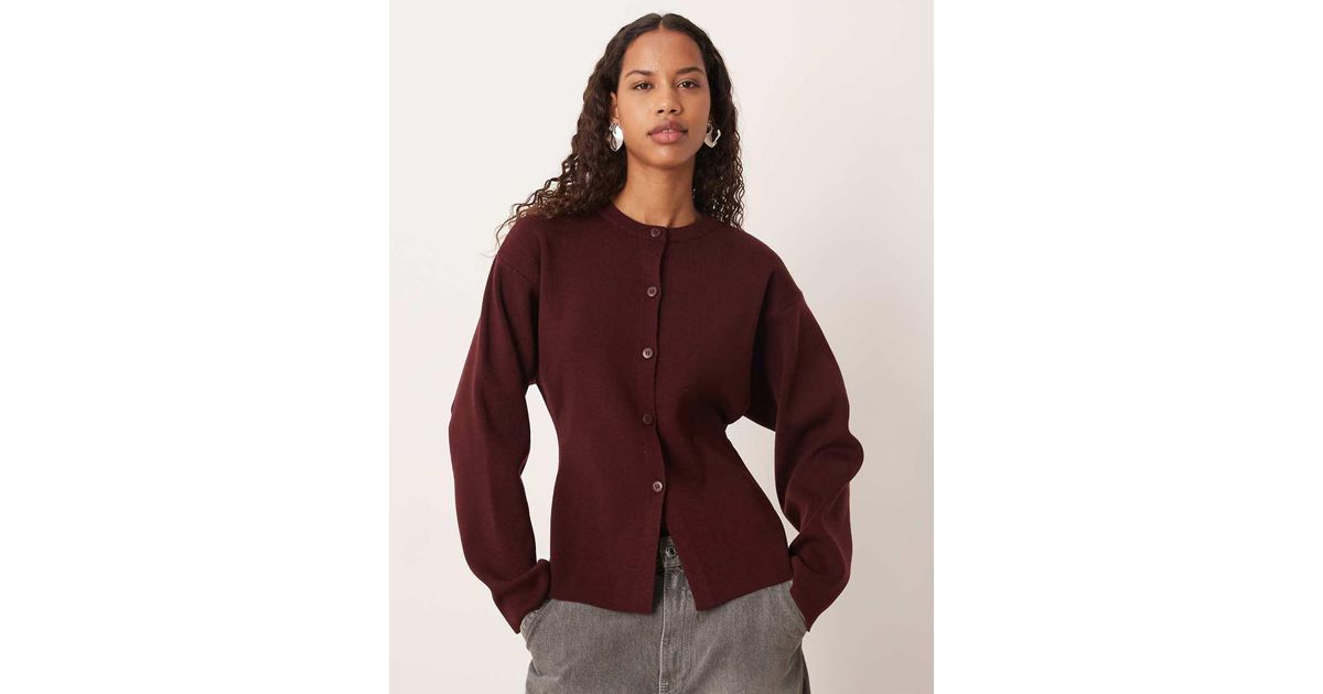 ASOS Knitted Structured Crew Neck Cardigan | Lyst UK