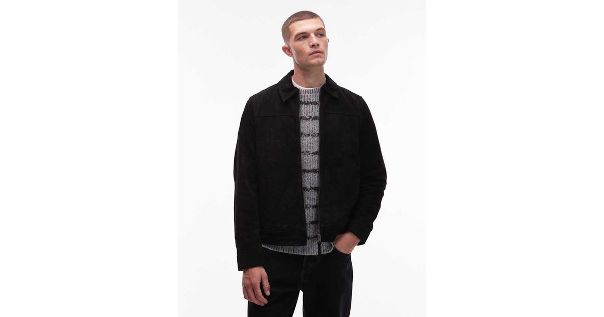 AllSaints Rone Leather Suede Jacket in Black for Men | Lyst UK