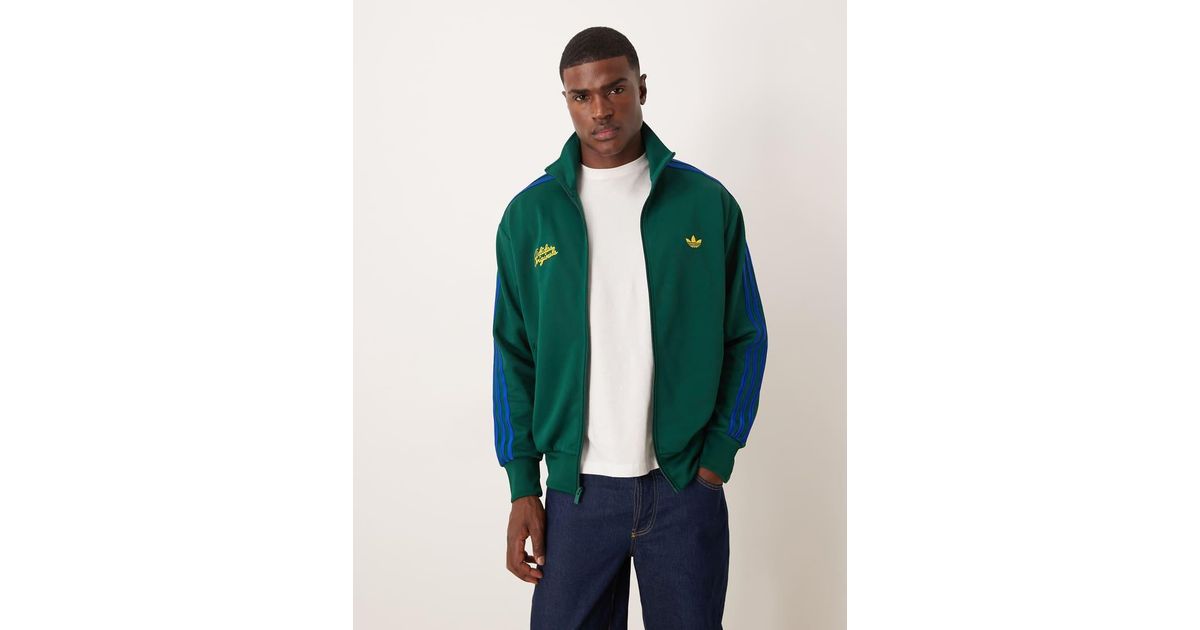 adidas Originals Script Logo And Rose Track Top in Green for Men | Lyst UK