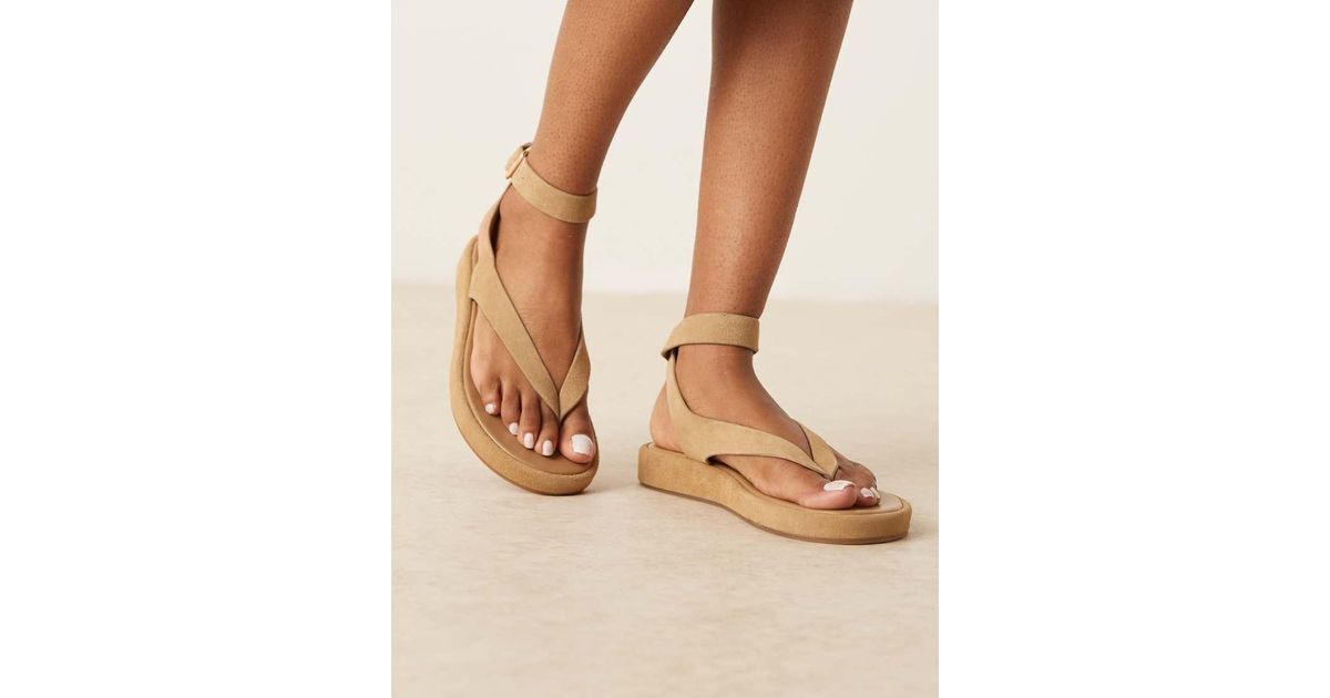 Mango Suede Ankle Strap Sandals in Natural | Lyst UK