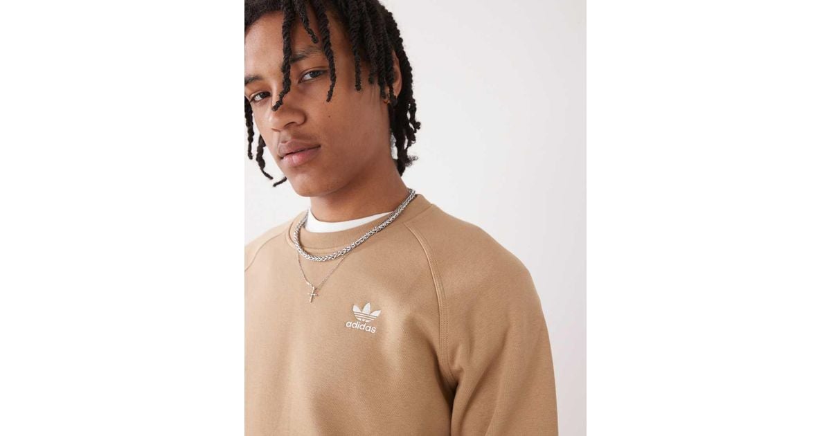 adidas Originals Trefoil Essentials Crew Sweatshirt in Brown for Men ...