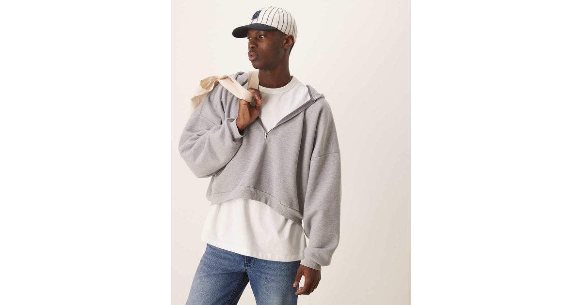 ASOS Heavyweight Extreme Oversized Cropped Hoodie With Half Zip Design ...