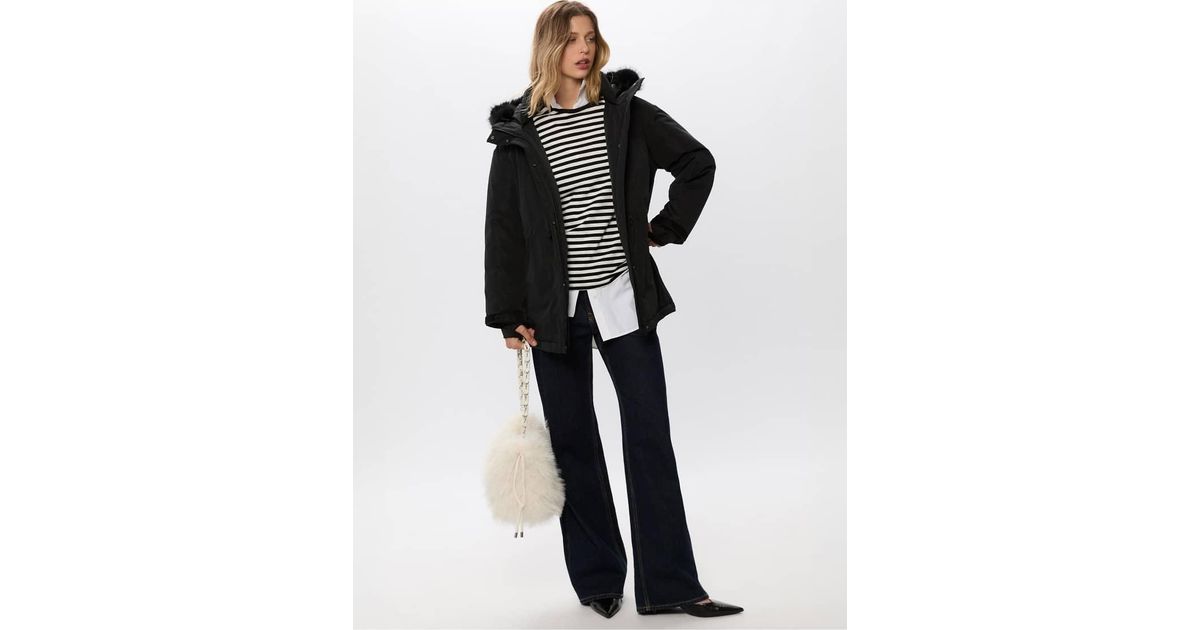 Stradivarius Padded Parka in Black | Lyst UK