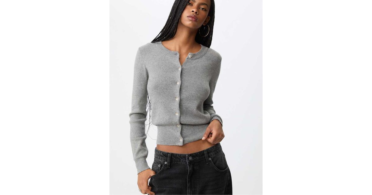 Stradivarius Button-up Knit Cardigan in Grey | Lyst UK