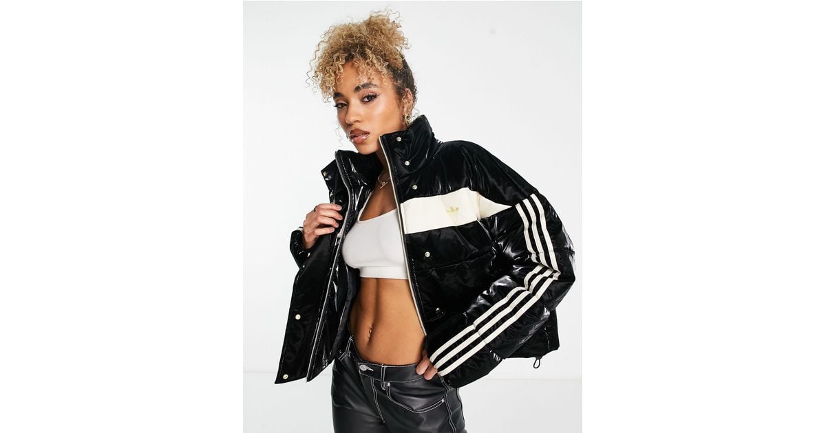 adidas Originals Puffer Jacket With Standing Collar in Black | Lyst