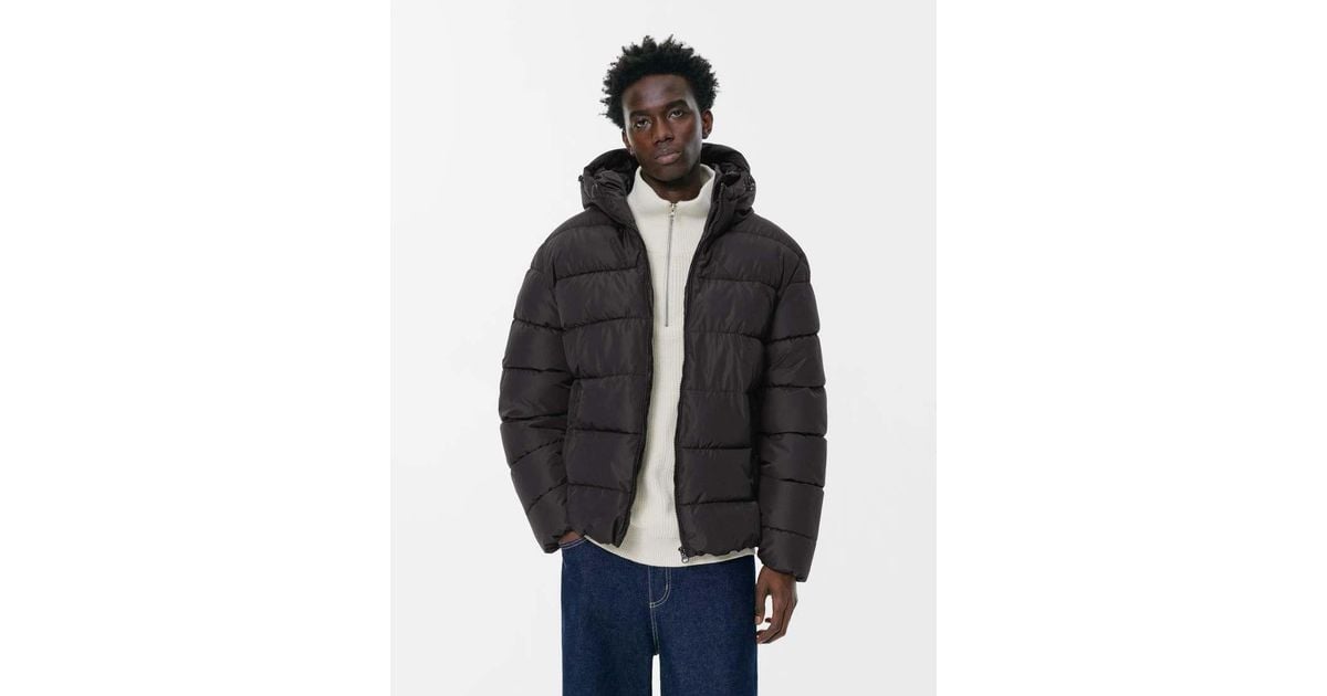 Pull&Bear Lightweight Hooded Puffer Jacket in Blue for Men | Lyst UK