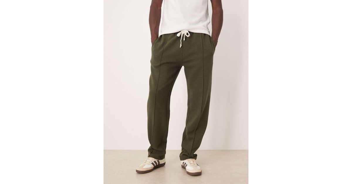 ASOS Ribbed Straight Leg Trackies With Pin Tucks in Natural for Men ...