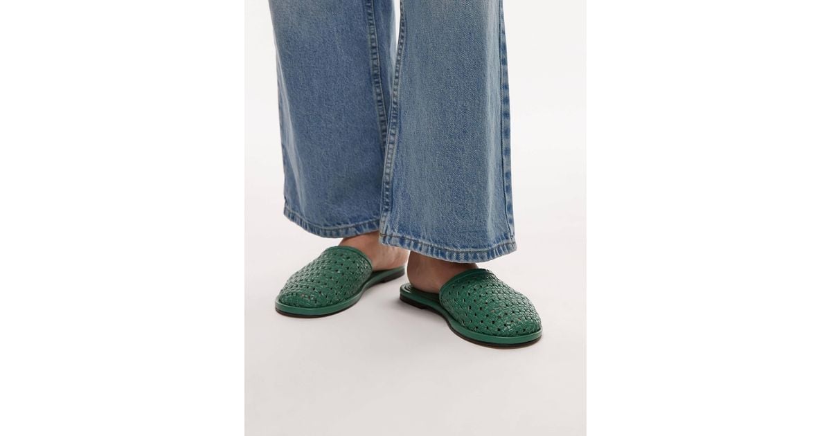 TOPSHOP Bobby Leather Woven Clog in Blue | Lyst