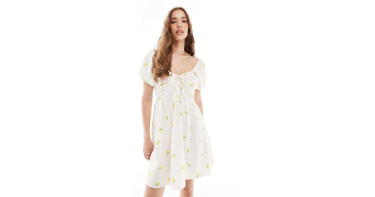New Look Milkmaid Mini Dress in White | Lyst UK