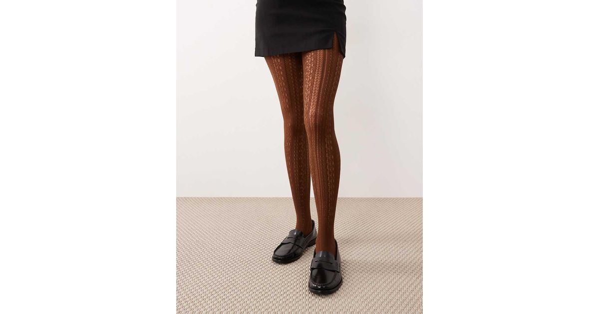 ASOS Pointelle Pattern Tights in Natural | Lyst UK