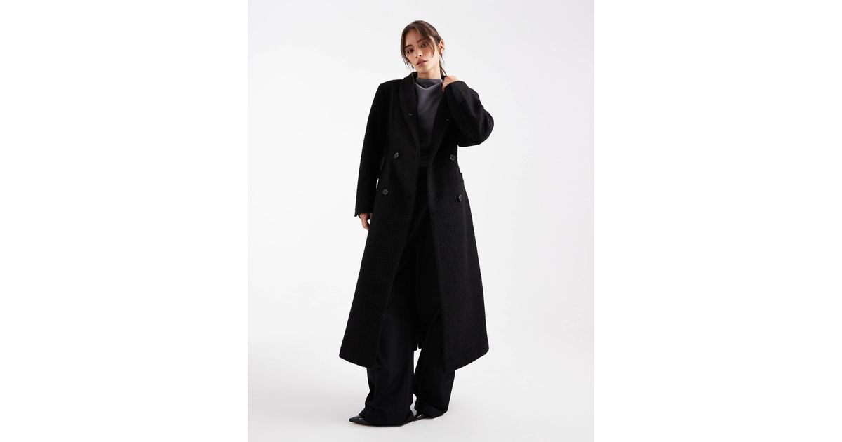 ASOS Sculpted Boucle High Neck Formal Coat in Black | Lyst