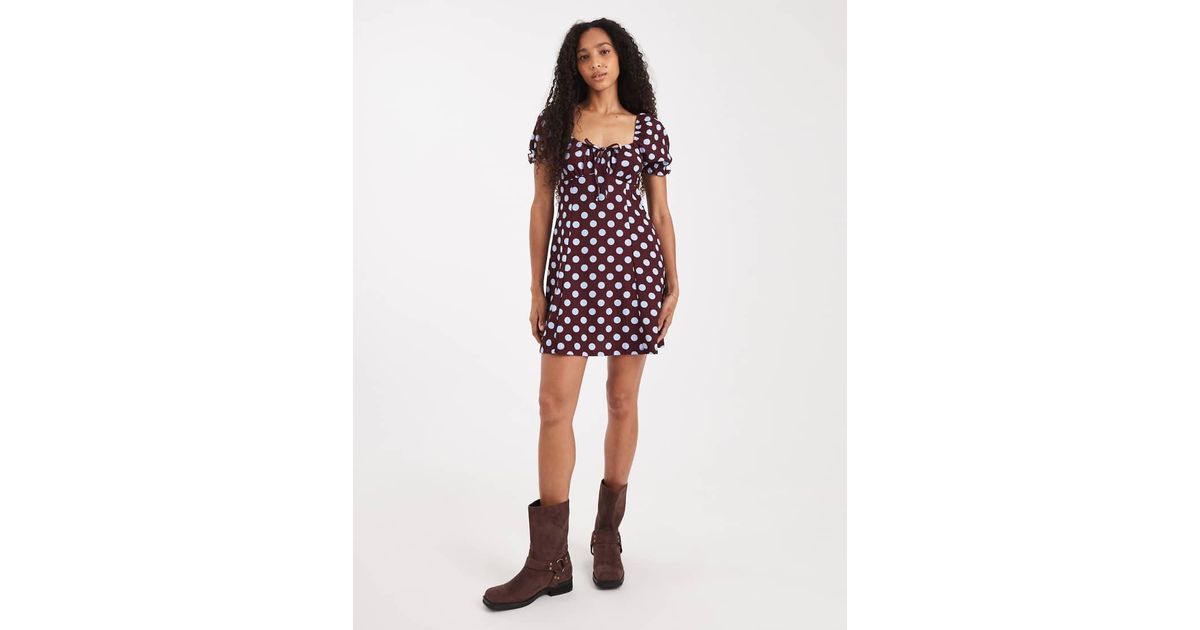 New Look Spot Crinkle Milkmaid Mini Dress in Red | Lyst UK