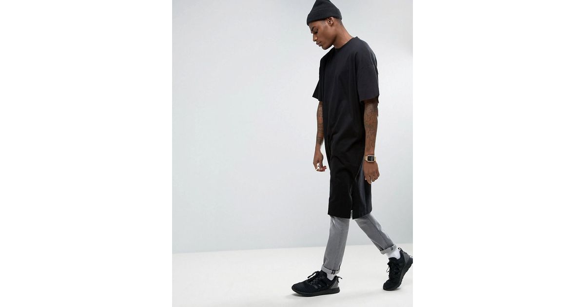 Asos Cotton Extreme Longline Oversized T Shirt In Black For Men Lyst