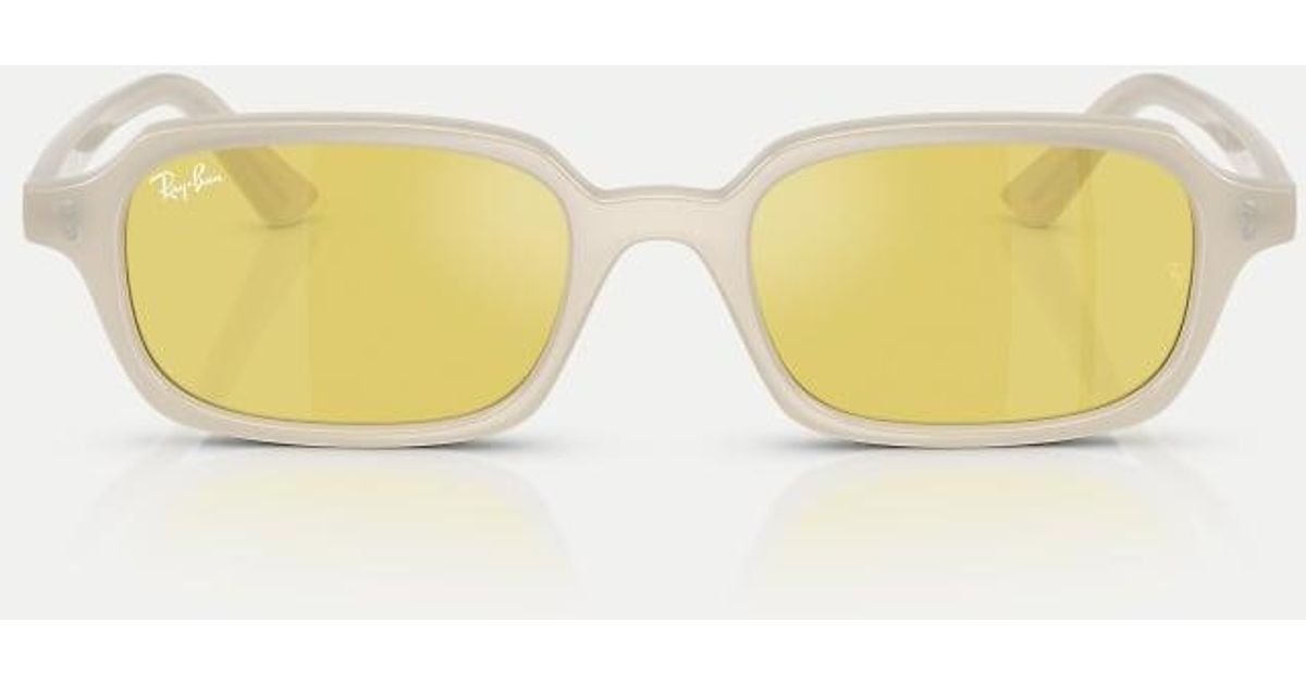 Ray-Ban Zuri Rectangle Sunglasses With Mirrored Lens in Yellow | Lyst UK