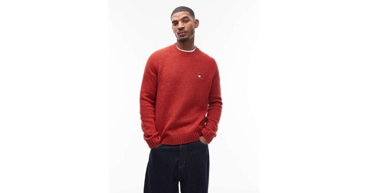 Tommy Hilfiger Chest Flag Logo Speckle Jumper in Red for Men | Lyst UK