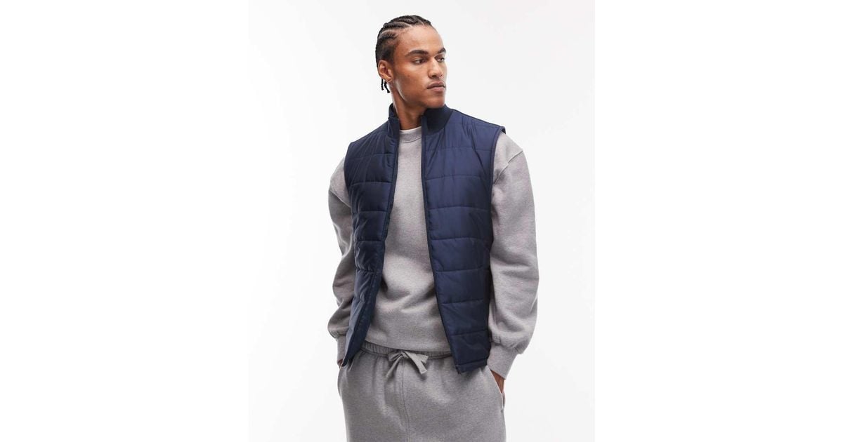 ASOS Peakmaxtm Quilted Gilet in Blue for Men | Lyst UK