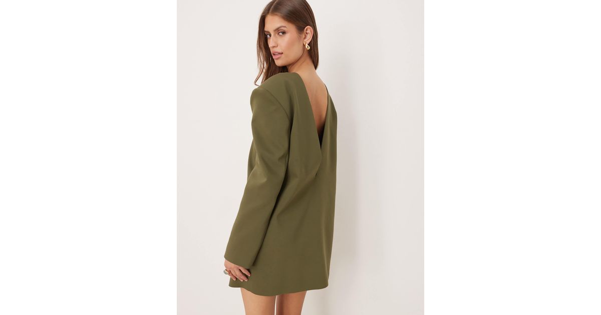 ASOS Tailored Shoulder Pad Shift Dress in Green | Lyst