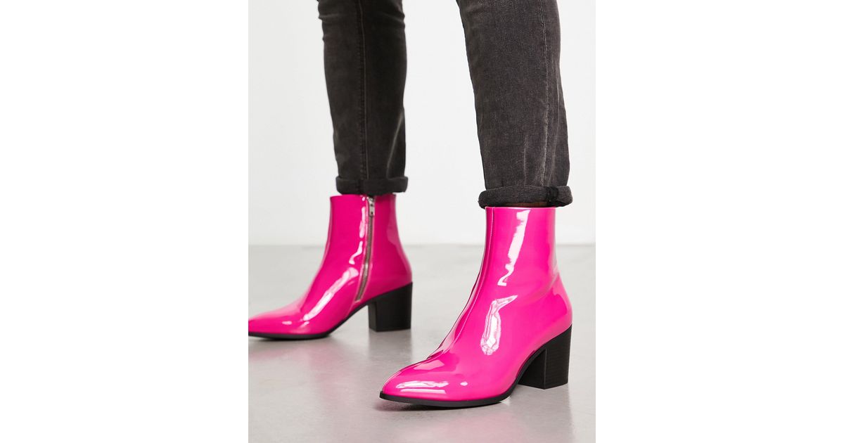 ASOS Heeled Chelsea Boots in Pink for Men | Lyst