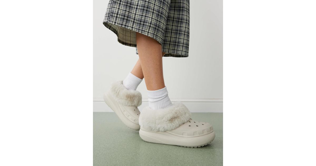 Crocs™ Furever Crush Fur Lined Clog in Green | Lyst