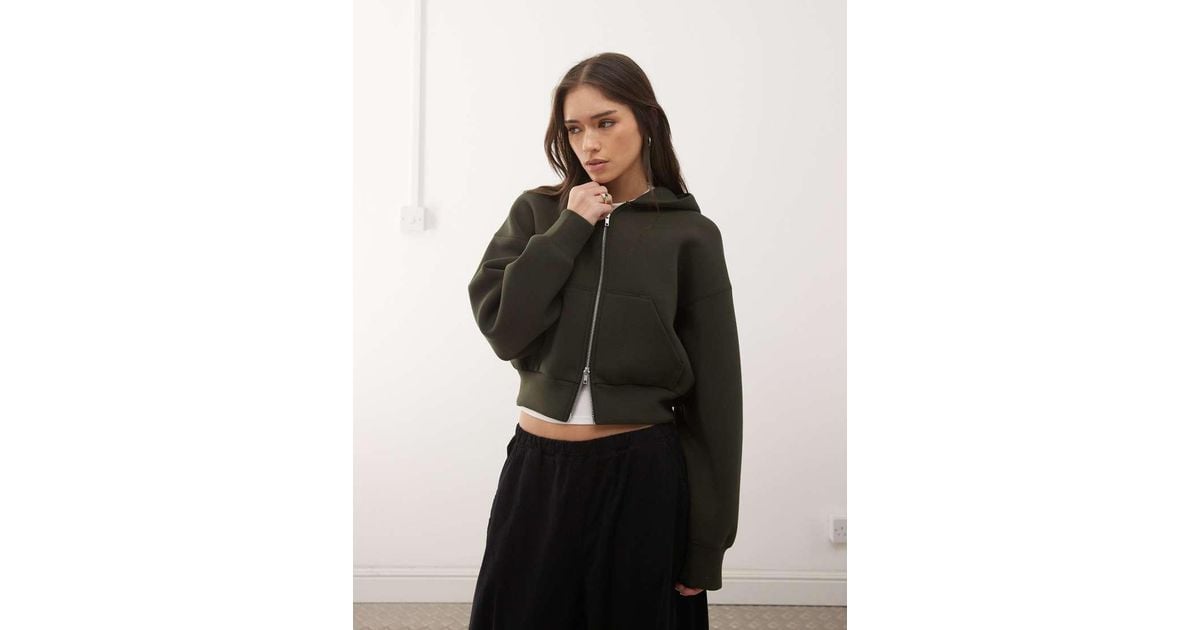 Weekday Danni Scuba-Style Fabric Zip Hoodie in Black | Lyst UK
